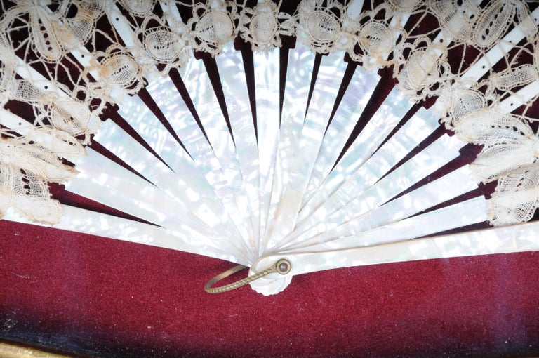 Wonderful Hand Fan in Frame Nacre Asian, 20th Century at 1stDibs