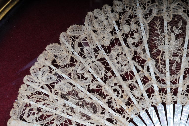 Wonderful Hand Fan in Frame Nacre Asian, 20th Century at 1stDibs