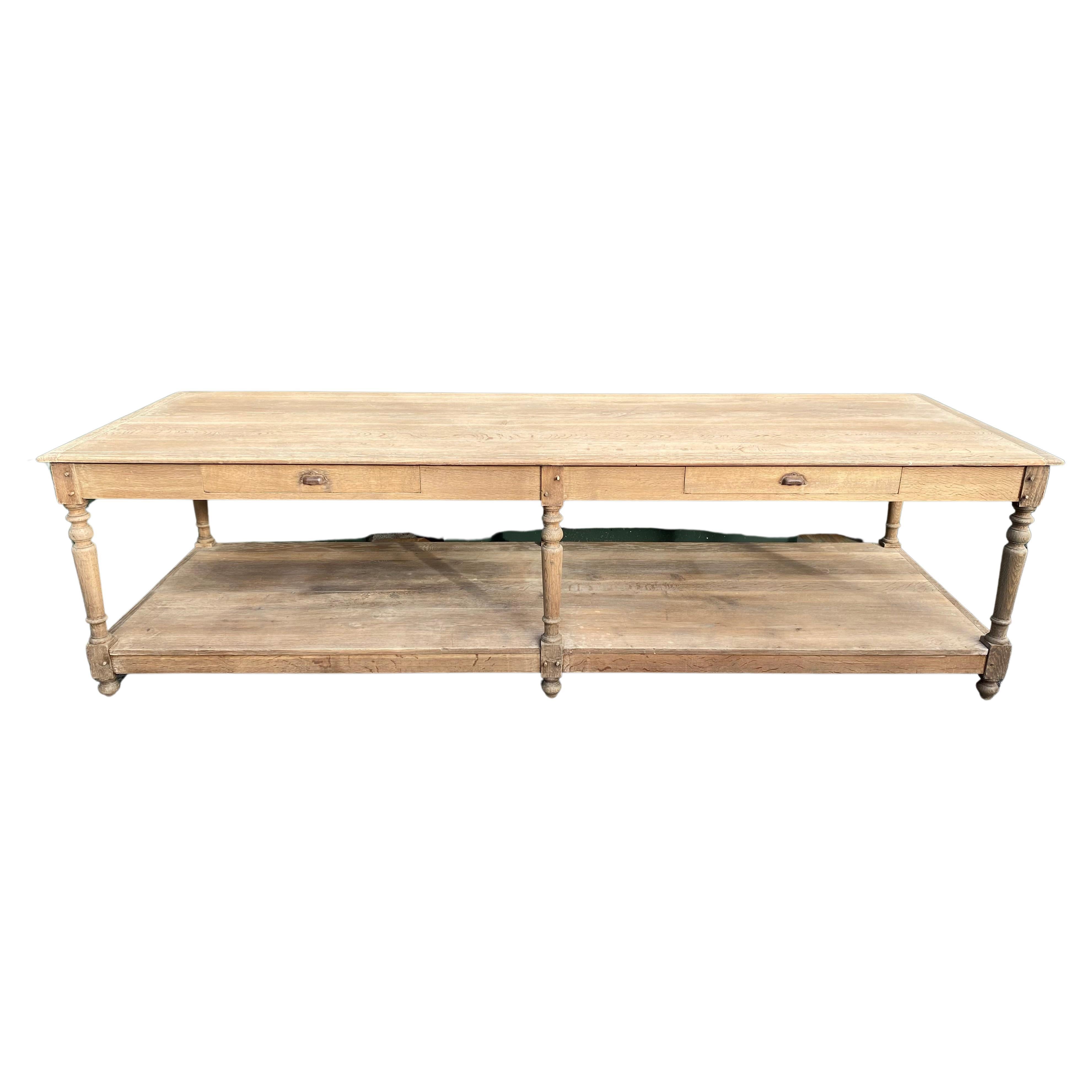 French Bleached Oak Drapers Table at 1stDibs