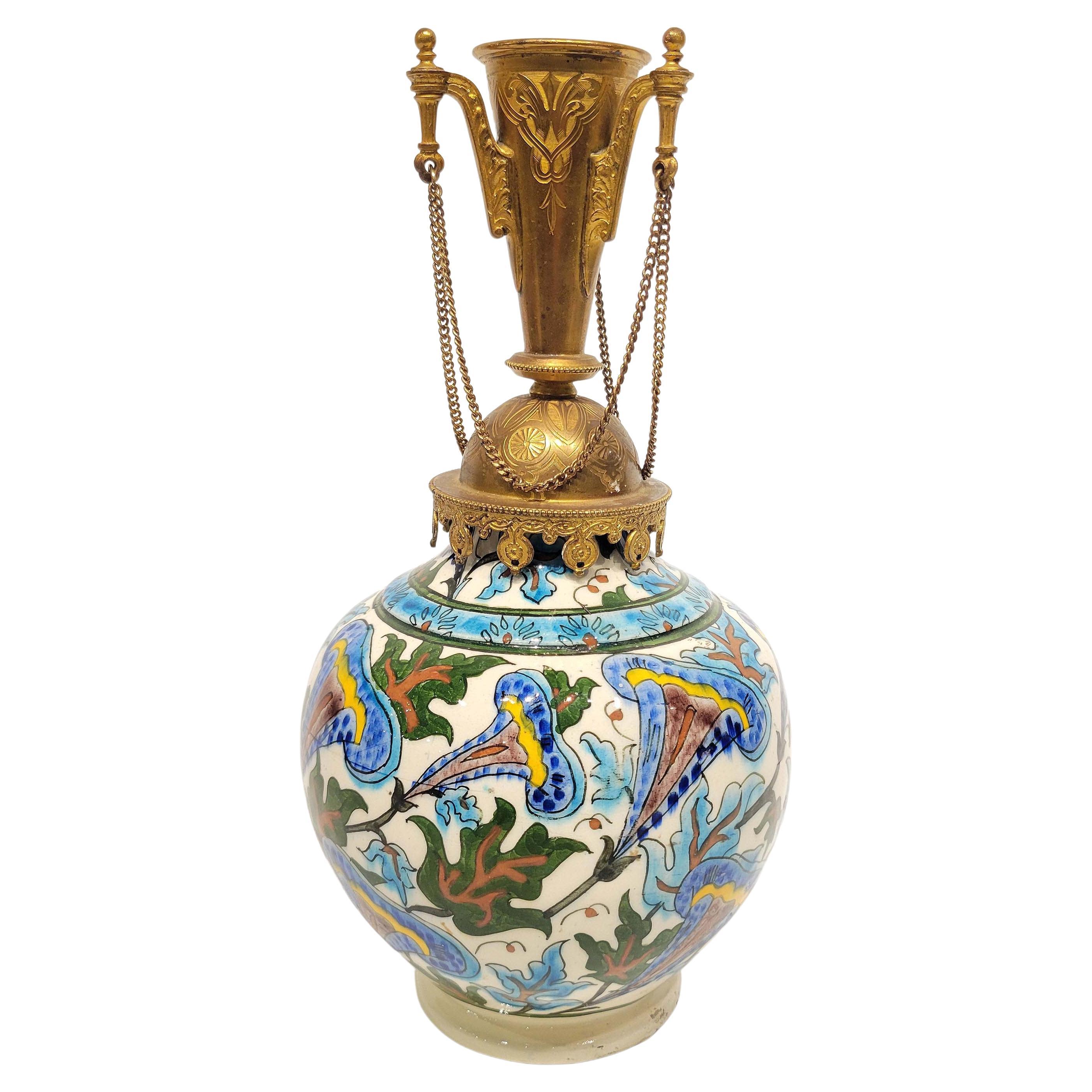 Antique Ottoman Islamic Blue and White Iznik Pottery Water Jug Ewer ...