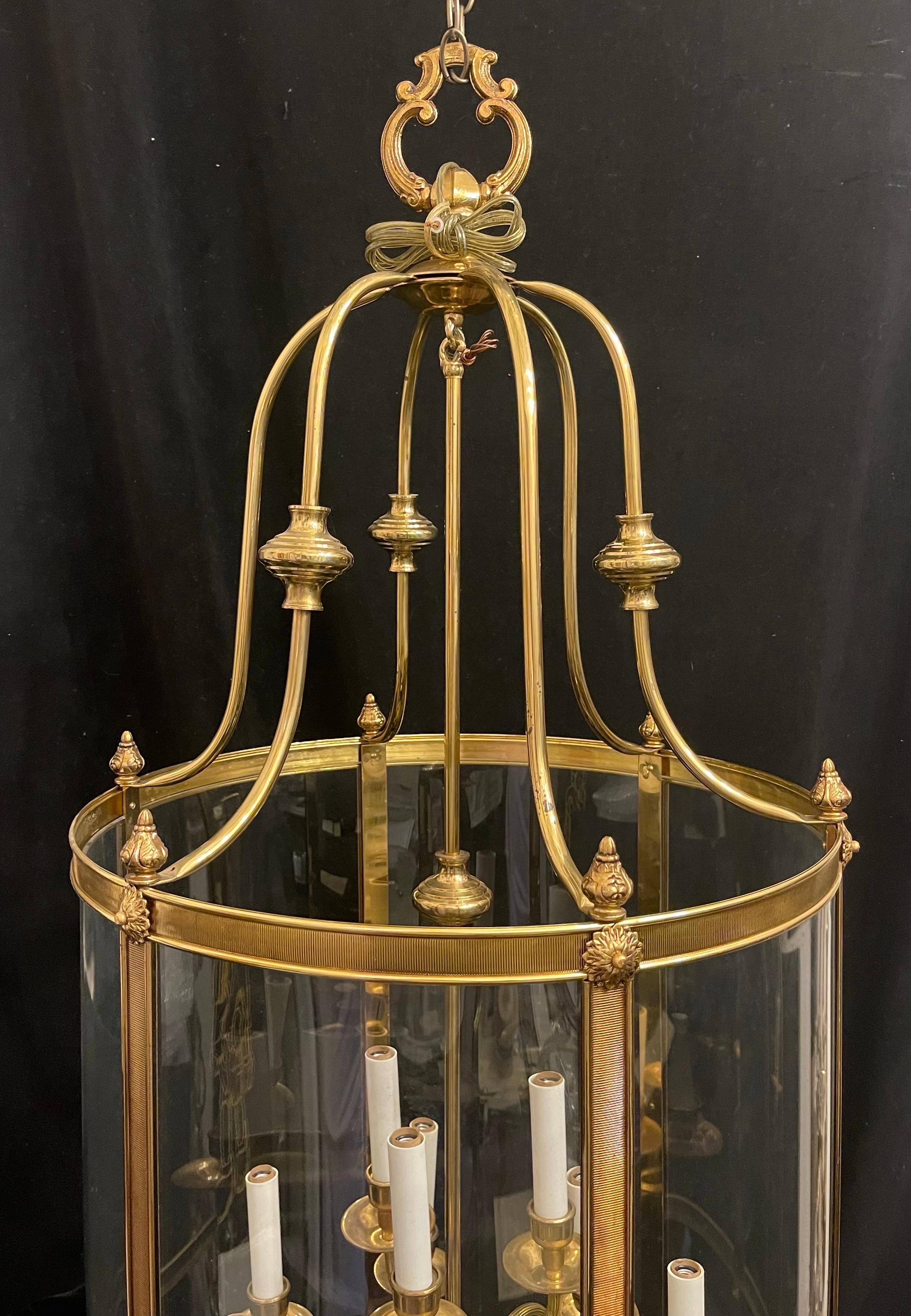 Wonderful Large French Bronze Regency Empire Curved Glass Panel Lantern ...