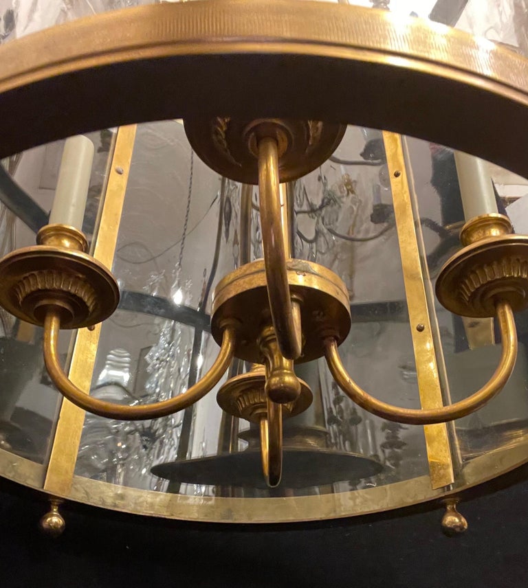 Wonderful Large French Bronze Regency Empire Curved Glass Panel Lantern ...