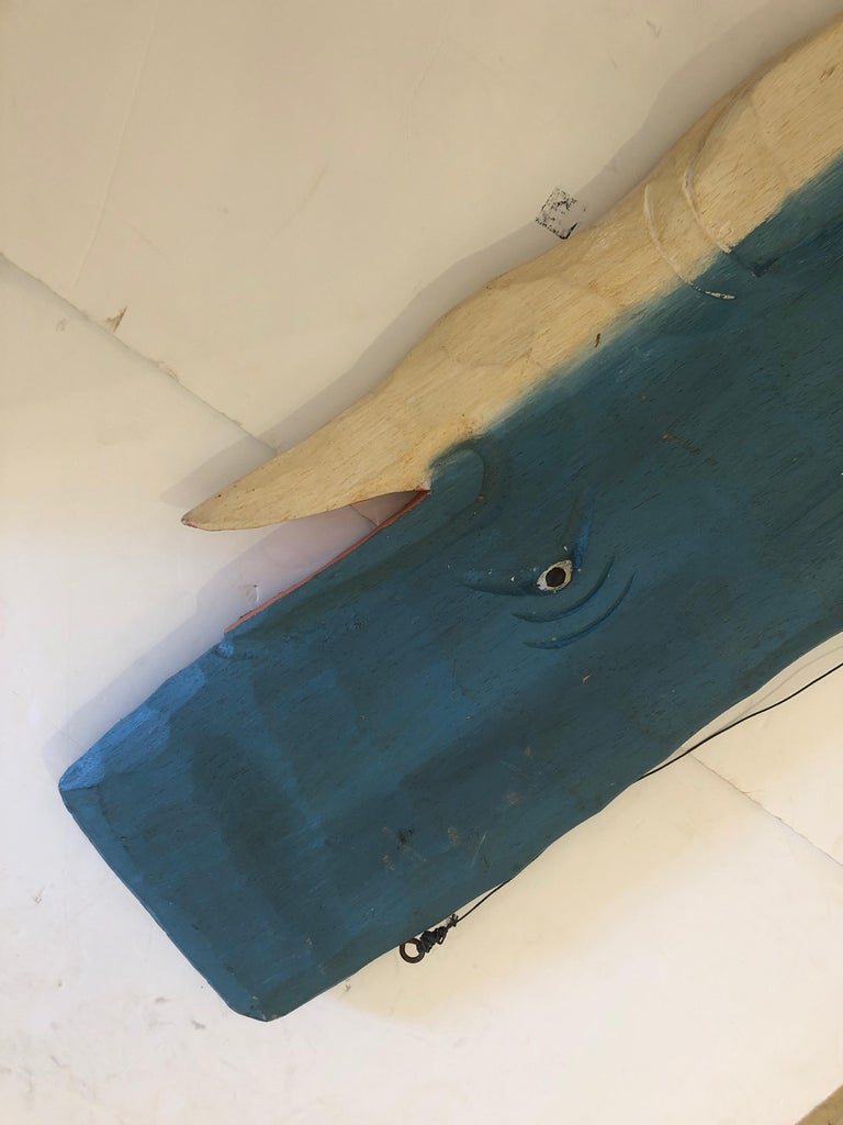 Wonderful Large Hand Carved Wooden Whale Wall Sculpture at 1stDibs ...