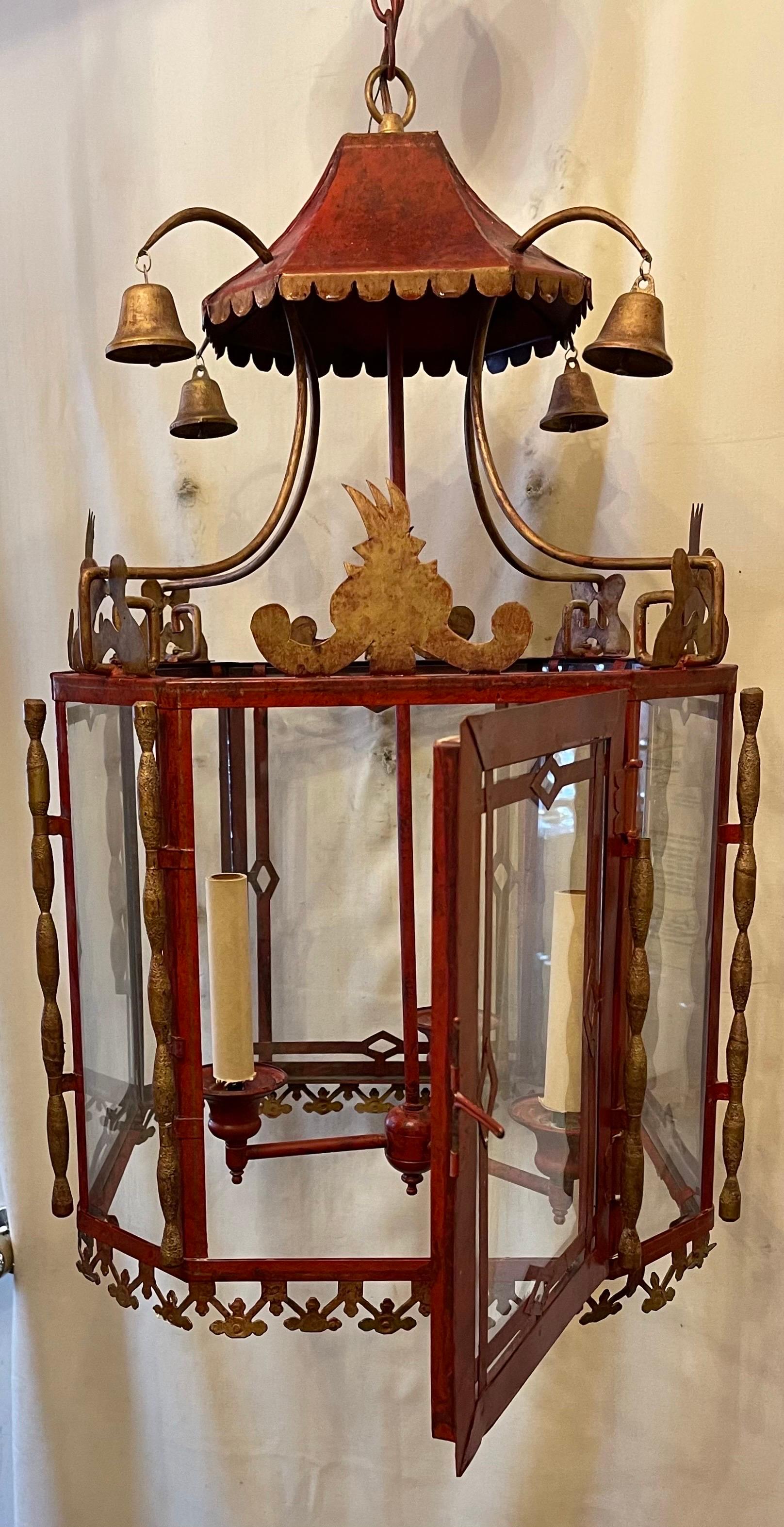 Wonderful Large Hand Painted Tole Pagoda Octagonal Chinoiserie Lantern ...