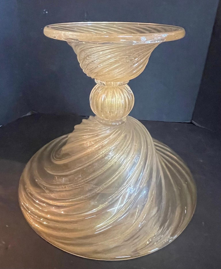 Wonderful Large Midcentury Murano Seguso Gold Swirl Flecked Glass ...