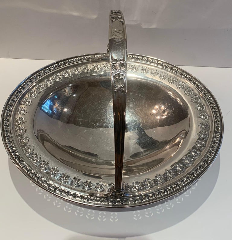 Wonderful Large Oval Sterling Silver Regency Basket Bowl Centerpiece ...