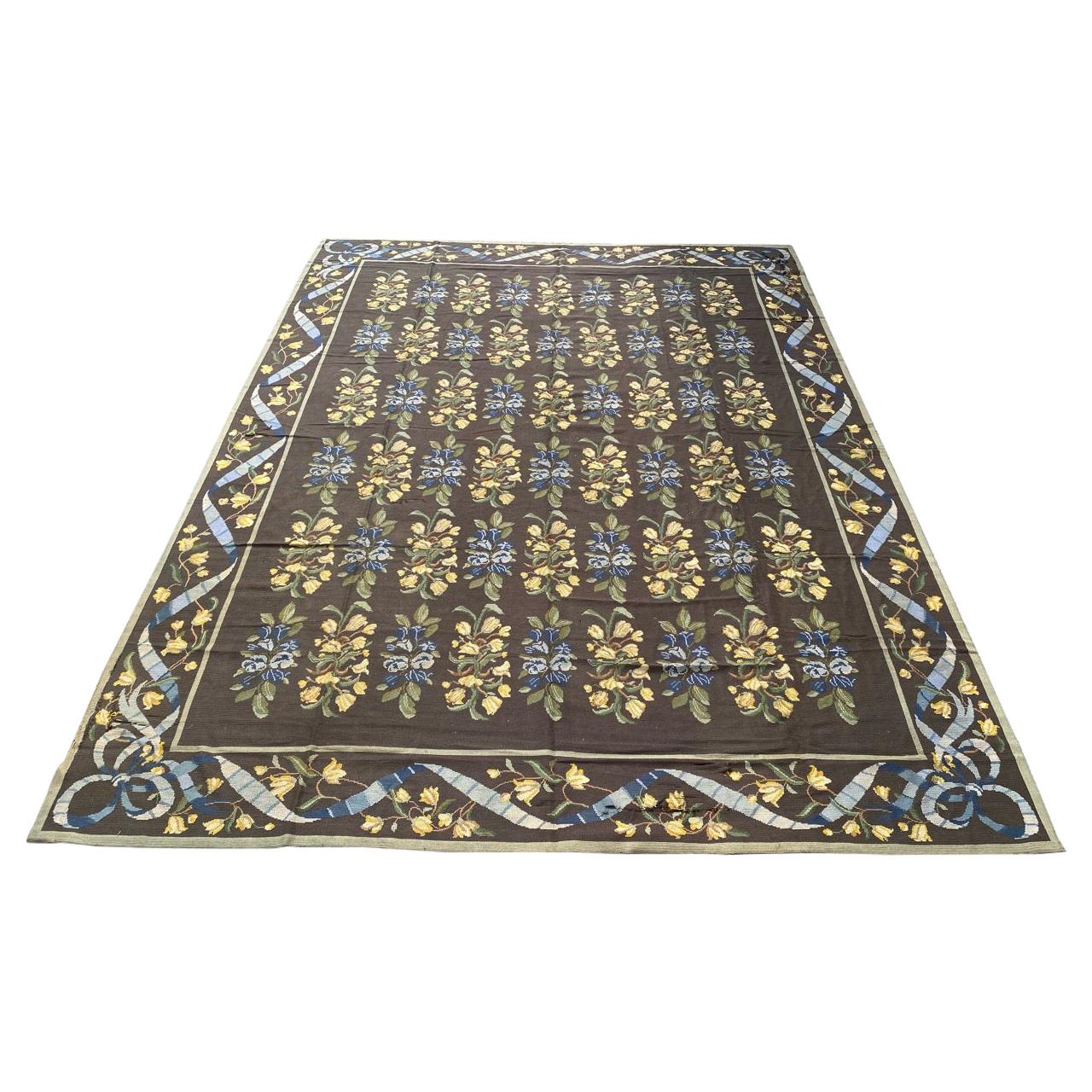 Wonderful Large Antique Flat Portuguese Arraiolos Needlepoint Rug For ...