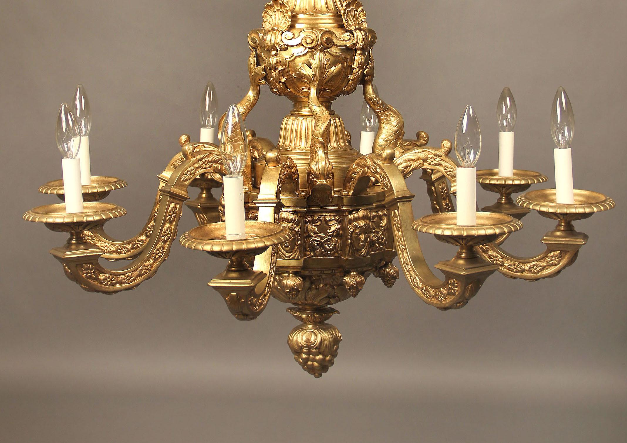 Wonderful Late 19th Century Gilt Bronze Eight Light Chandelier For Sale ...