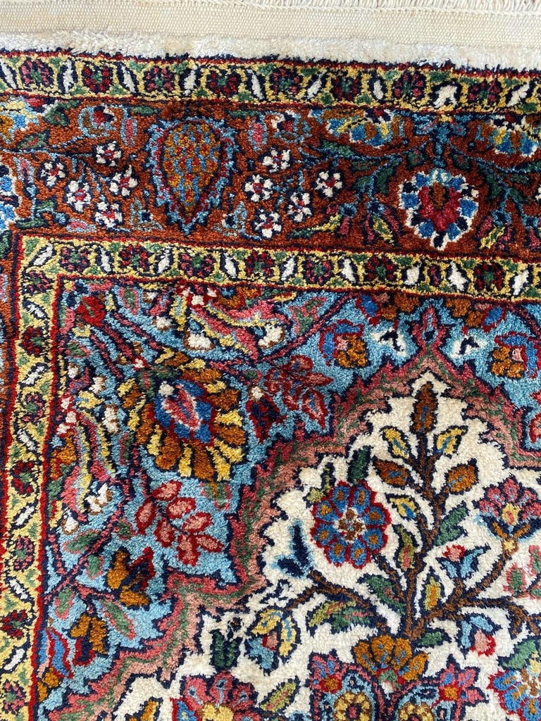 Wonderful Little Vintage Fine Silk Indian Rug For Sale at 1stDibs