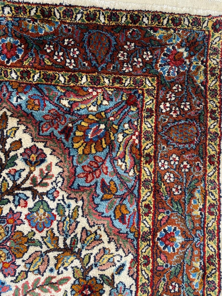 Wonderful Little Vintage Fine Silk Indian Rug For Sale at 1stDibs
