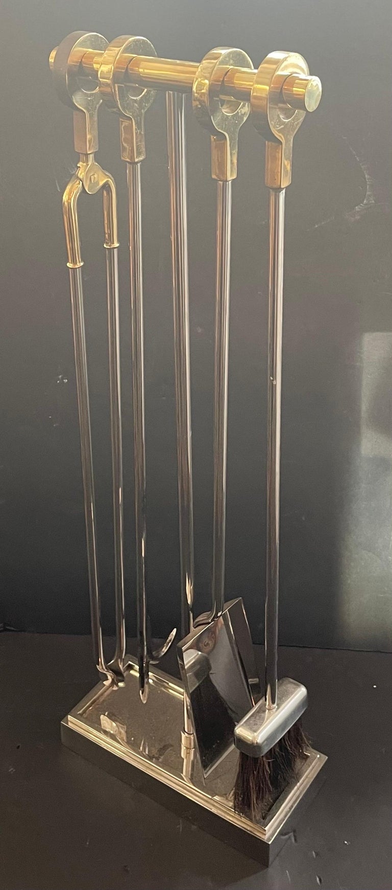 Wonderful Mid-Century Modern Nickel Bronze Fireplace Tool Set Danny ...