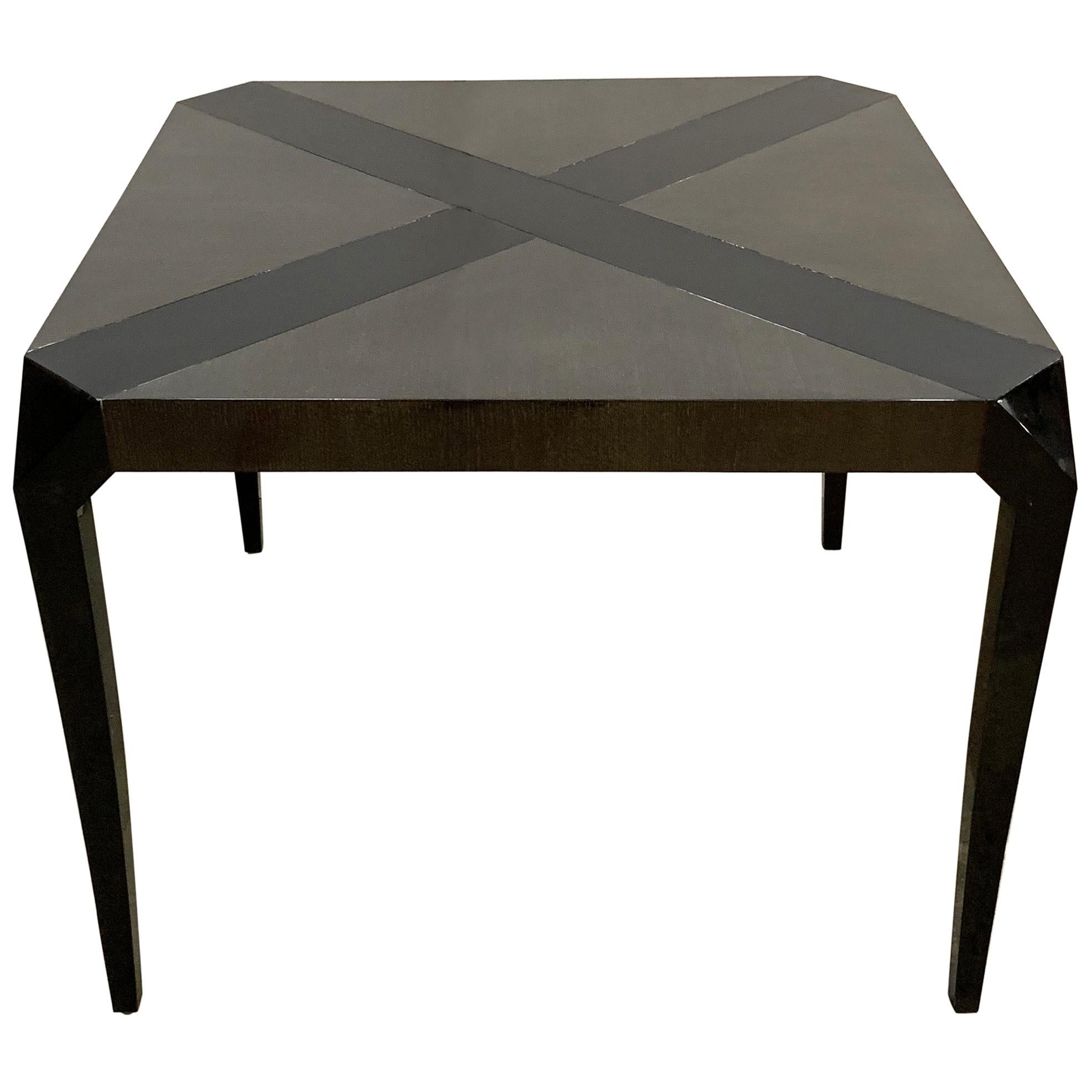 Wonderful Mid-Century Modern Palm Wood and Ebony Black Lacquer Square ...