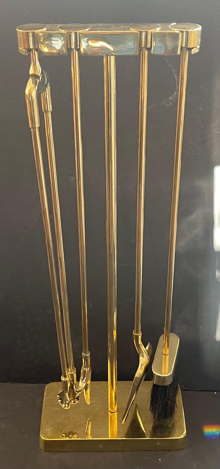 Wonderful Mid-Century Modern Polished Bronze Fireplace Tool Set Danny ...