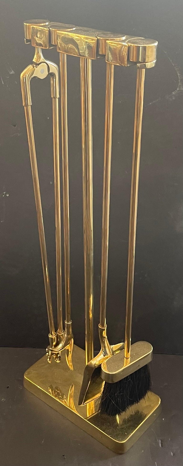 Wonderful Mid-Century Modern Polished Bronze Fireplace Tool Set Danny ...