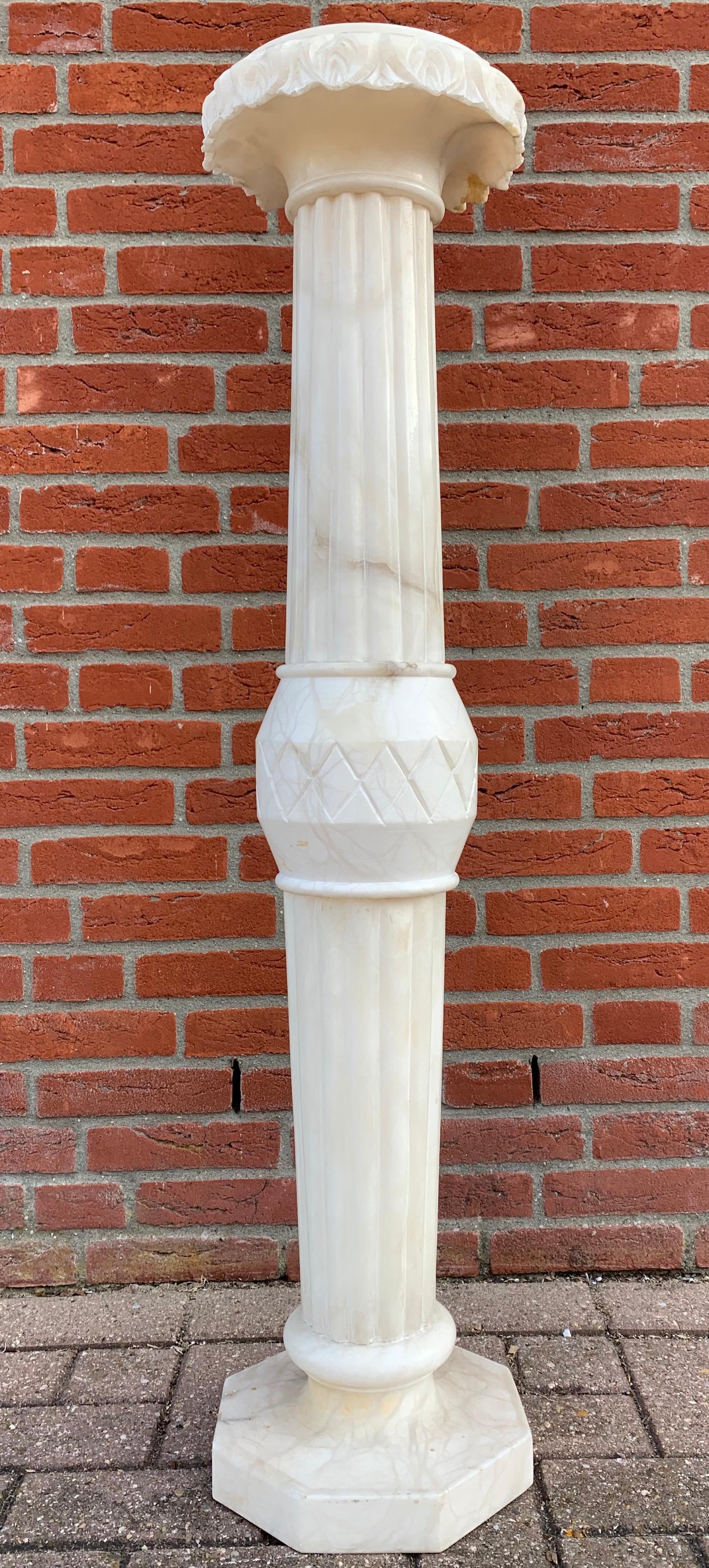 Wonderful Midcentury Made Art Deco Style Carved Alabaster Column ...