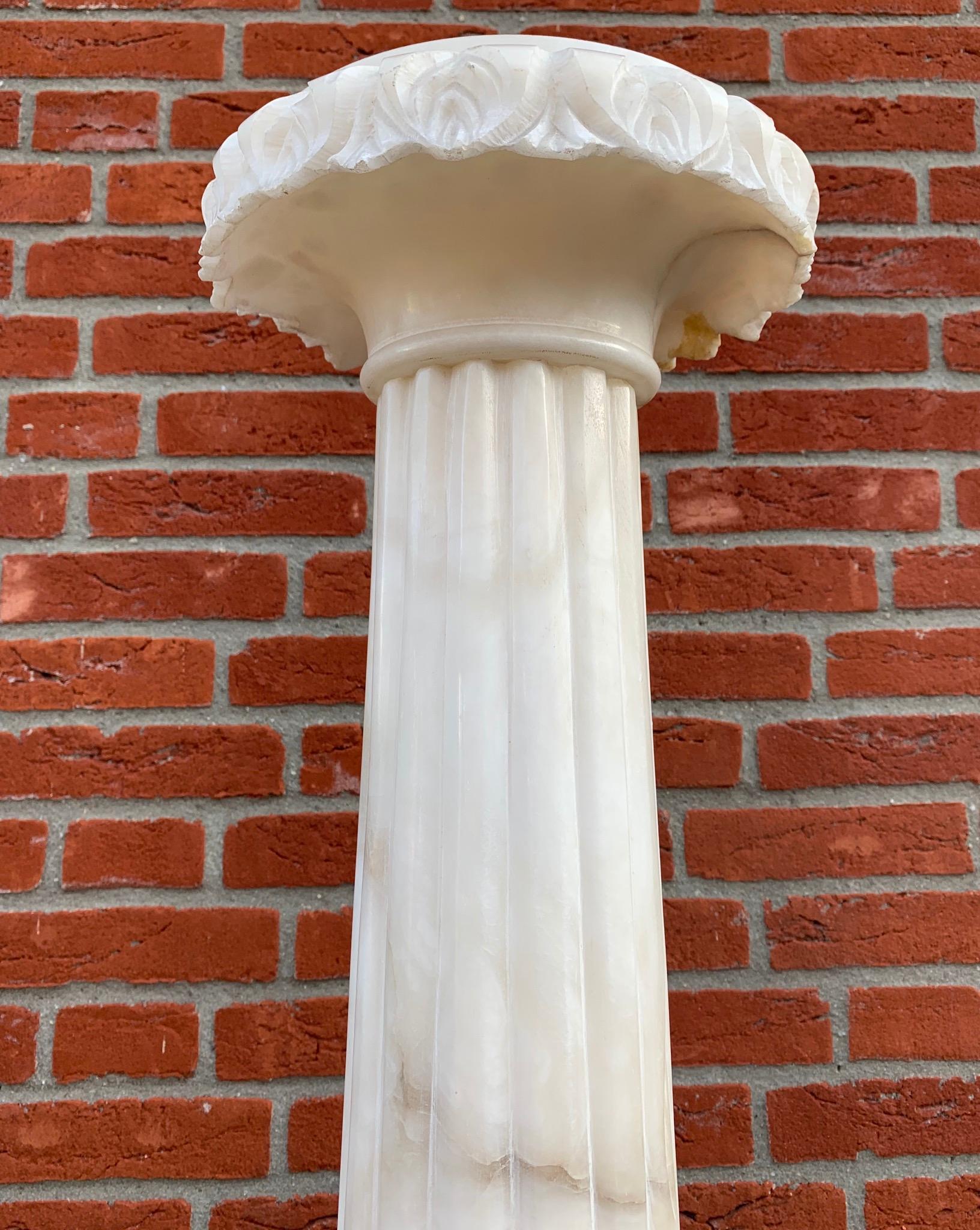 Wonderful Midcentury Made Art Deco Style Carved Alabaster Column ...