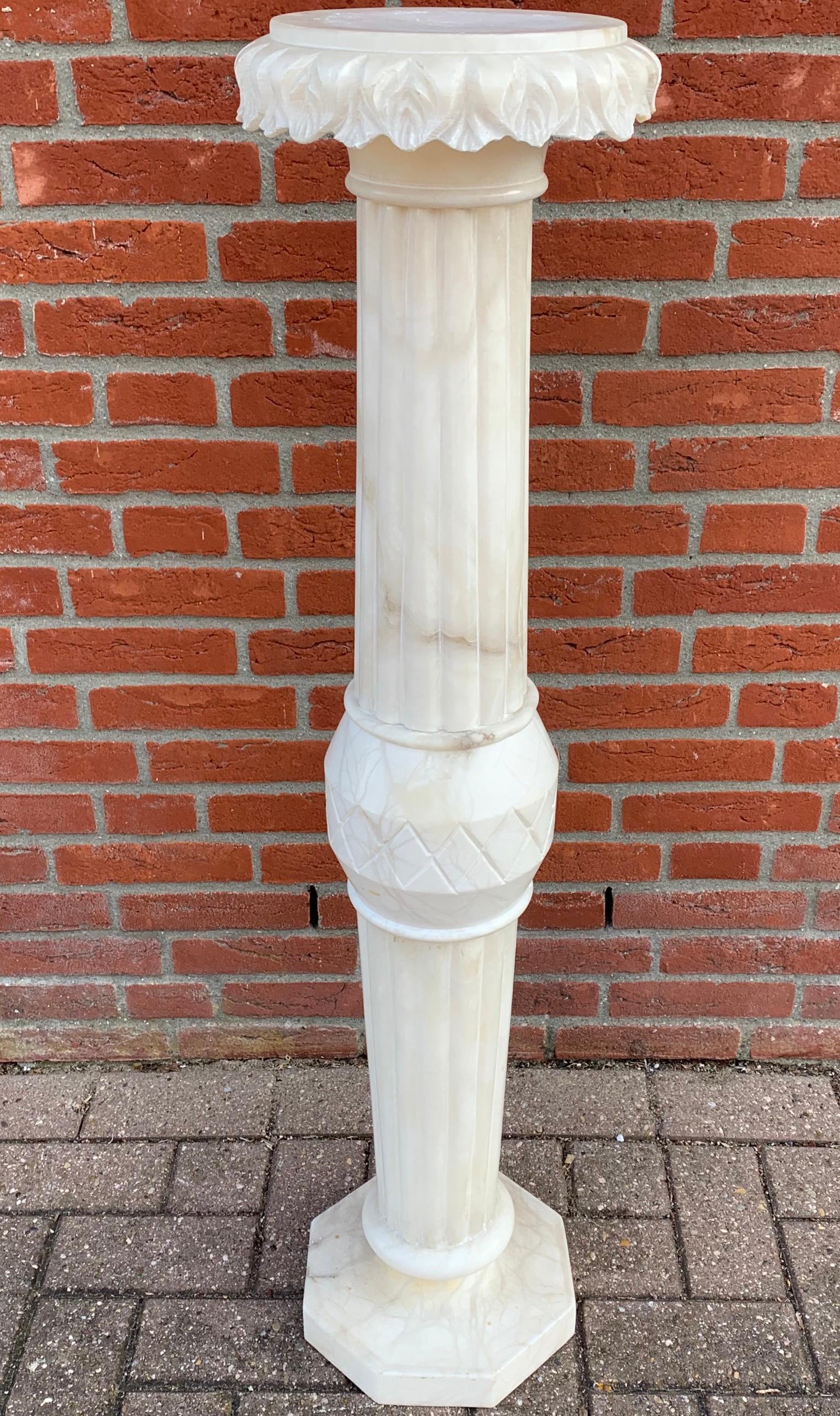 Wonderful Midcentury Made Art Deco Style Carved Alabaster Column ...