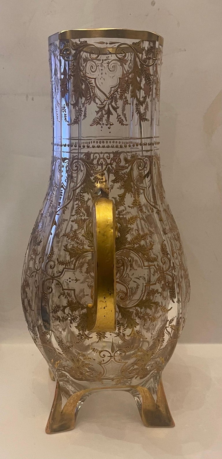 Wonderful Moser Clear Art Glass Vase Raised Gold Gilt Hand Painted ...