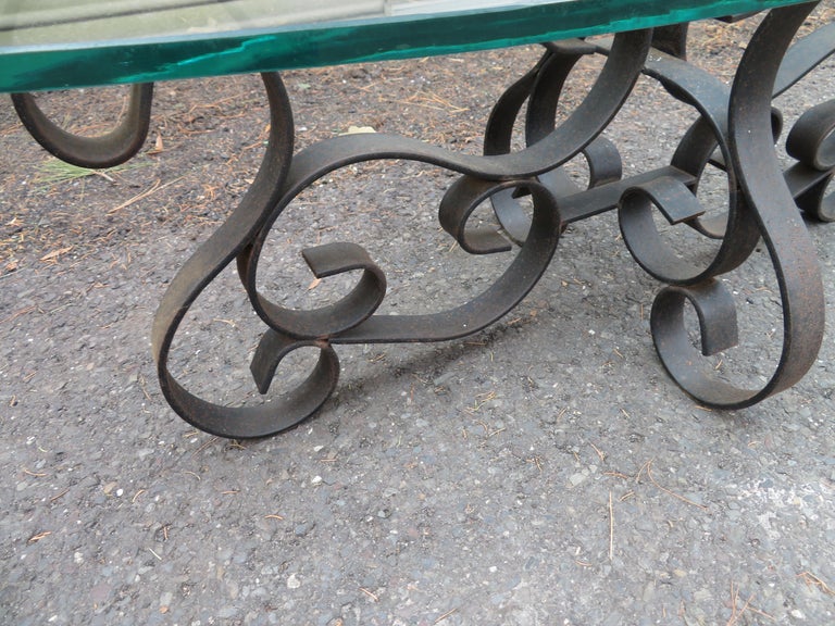 Wonderful Oblong Wrought Iron Scroll Coffee Table Mid-Century Modern ...