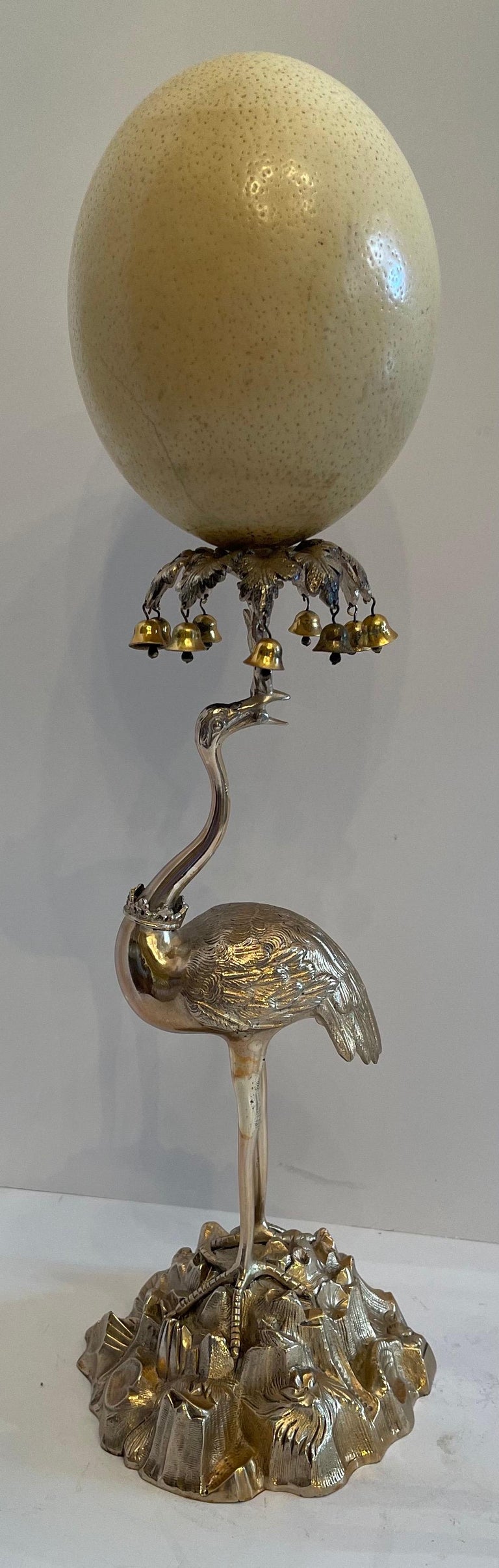 Wonderful Pair of Anthony Redmile Silver Plated Storks Ostrich Eggs ...