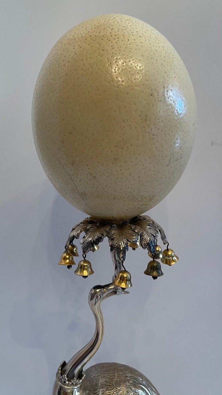 Wonderful Pair of Anthony Redmile Silver Plated Storks Ostrich Eggs ...