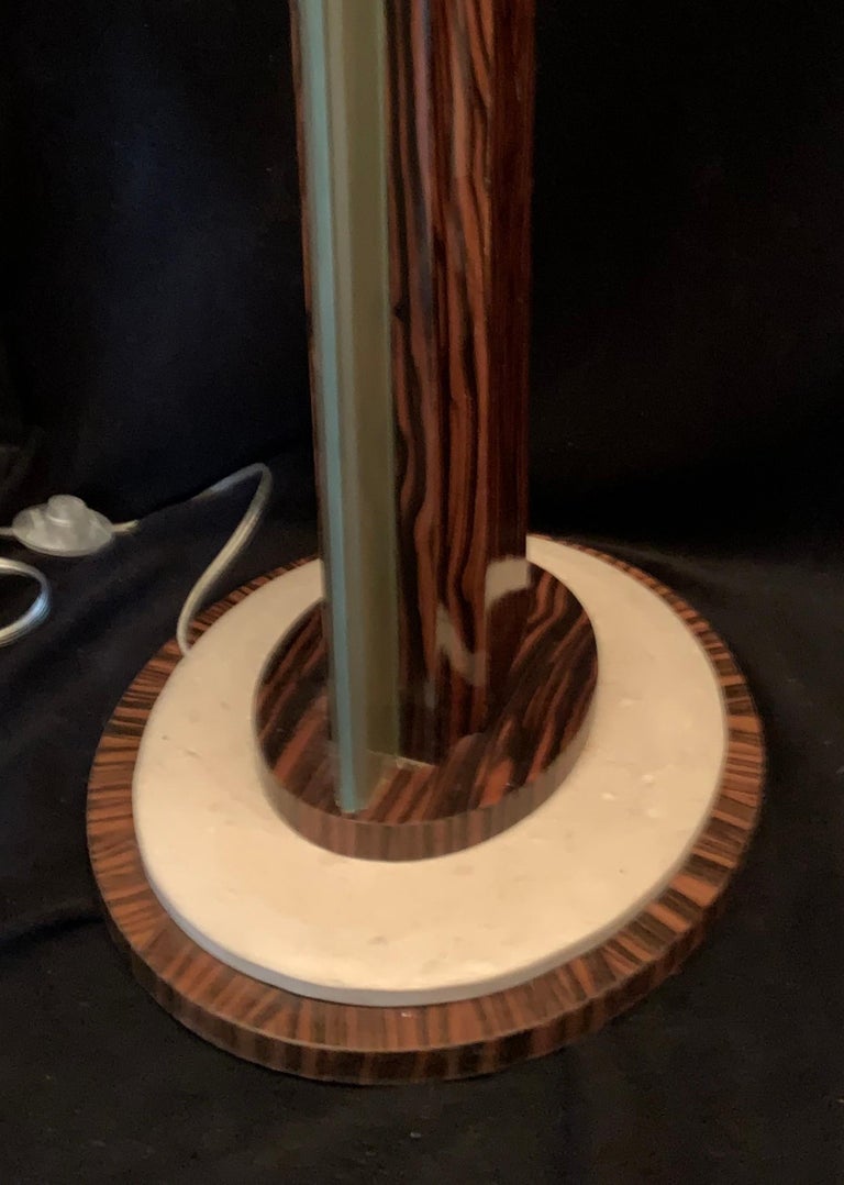 Wonderful Pair of Art Deco Macassar Floor Lamps Marble Bases Glass ...