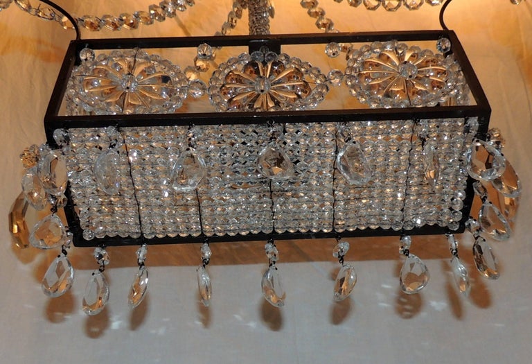 Modern Pair Beaded Rectangle Flower Crystal Basket Light Fixture ...