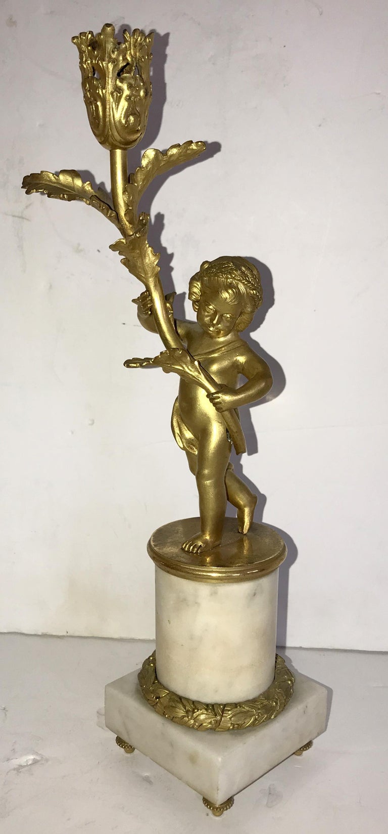 Wonderful Pair Cherub Dore Bronze Putti Figure Candelabra Ormolu ...