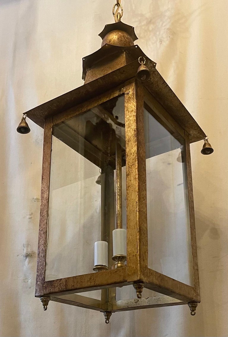 Wonderful Pair Chinoiserie Gold Gilt Pagoda Lantern Bell Chandeliers ...