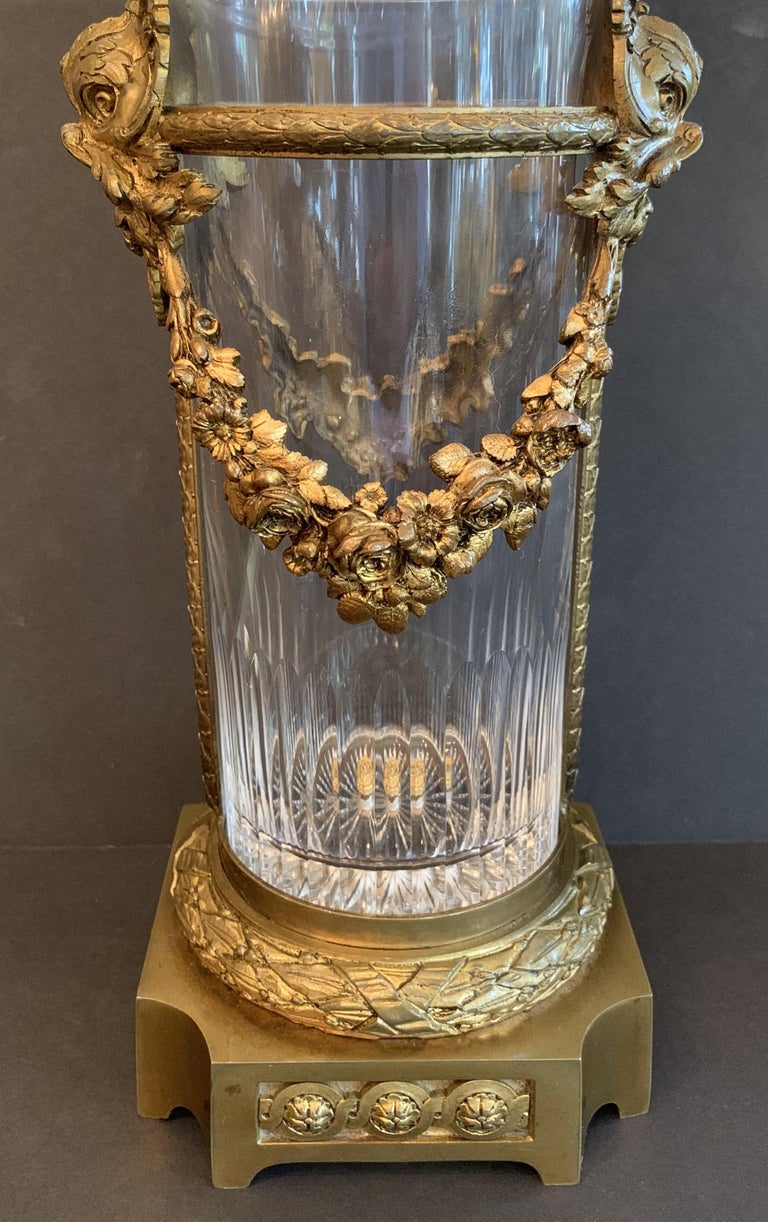 Wonderful Pair French Bronze Crystal Baccarat Ormolu Mounted Dolphin ...