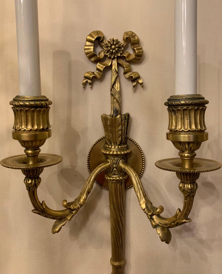Wonderful French Gilt Doré Bronze Bow Torchiere Caldwell Two-Light ...