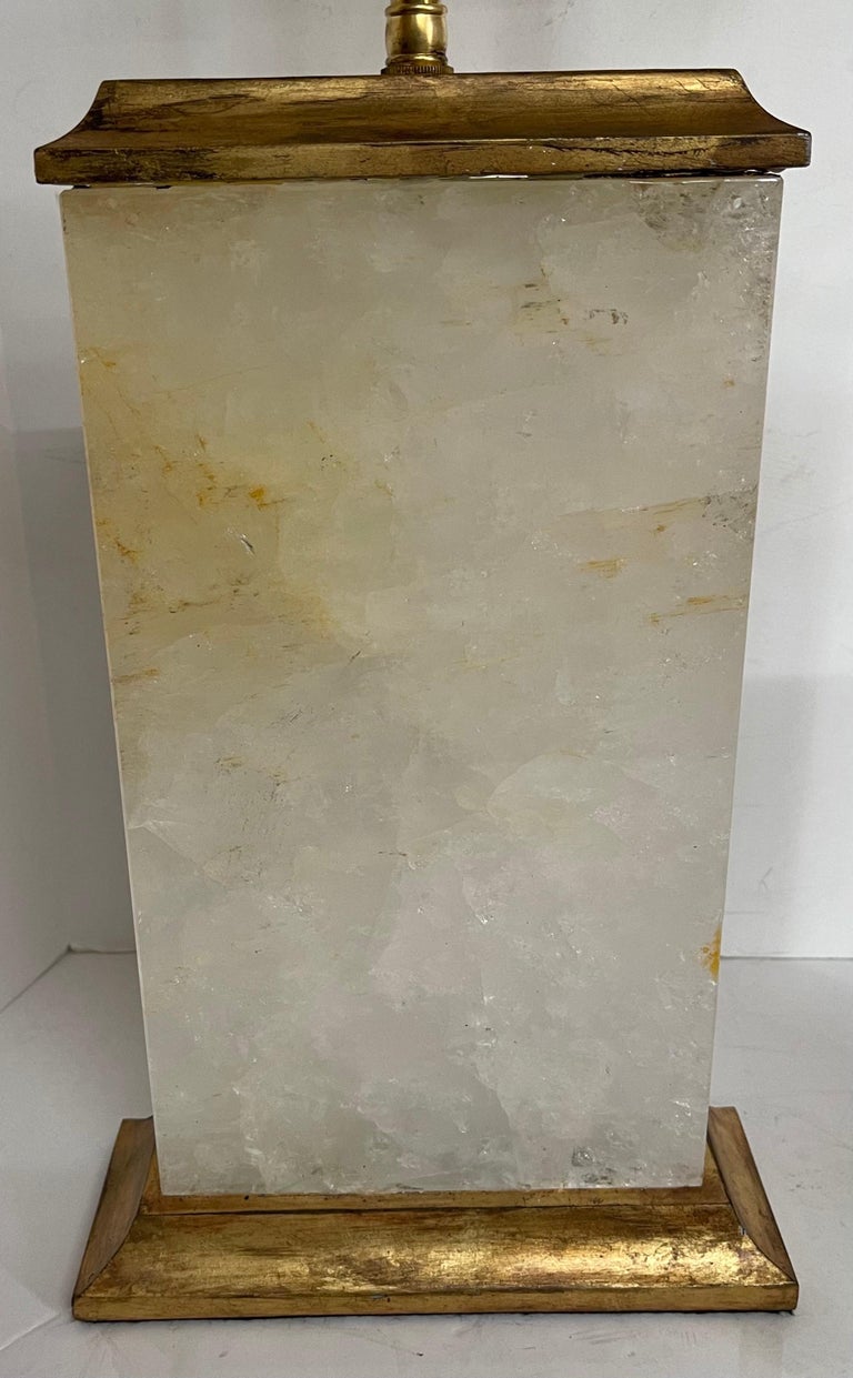 Wonderful Pair of Modern Block Form Rock Crystal Quartz Gold Gilt Metal ...
