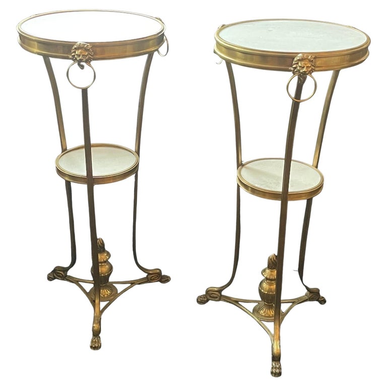 Wonderful Pair Neoclassical Ormolu Bronze Marble Lions End Side ...