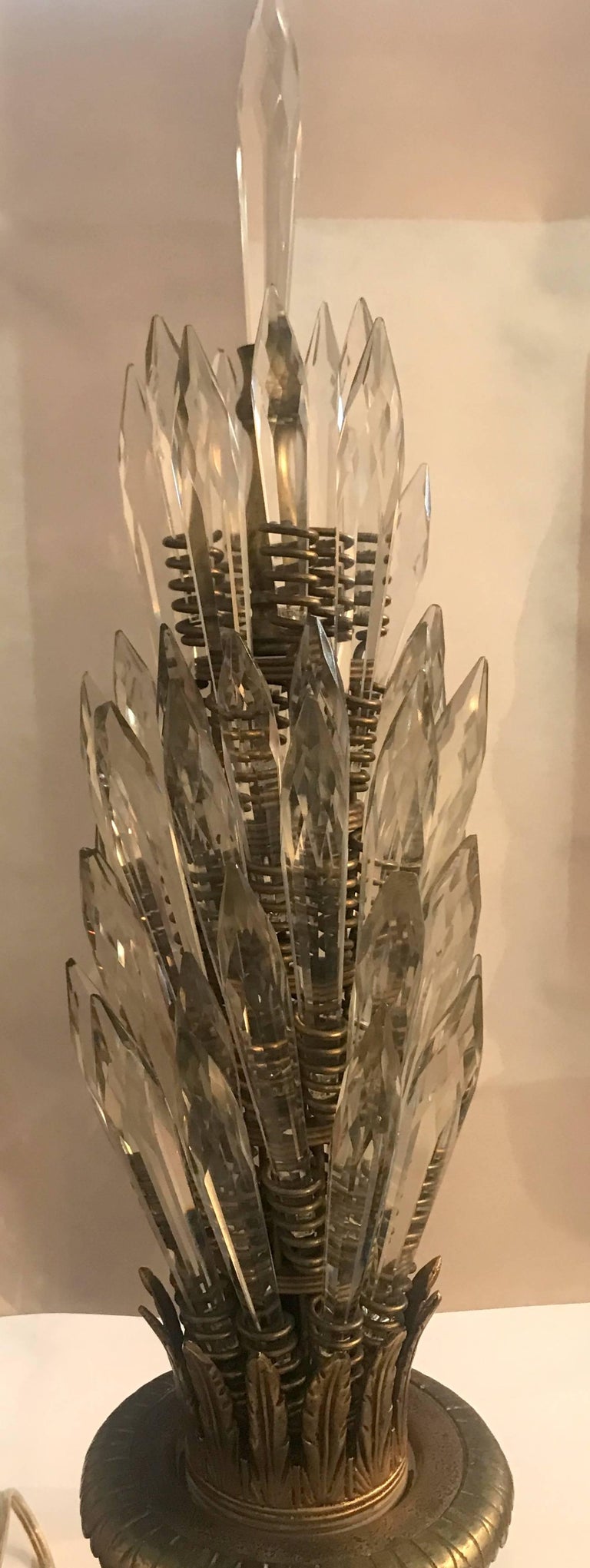 Wonderful Pair of French Empire Neoclassical Bronze Crystal Spike Lamps ...