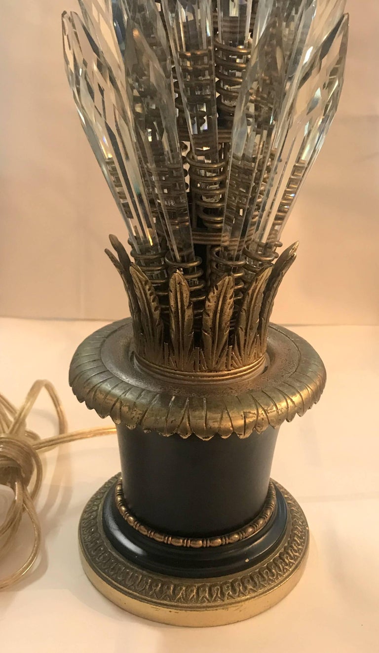Wonderful Pair of French Empire Neoclassical Bronze Crystal Spike Lamps ...