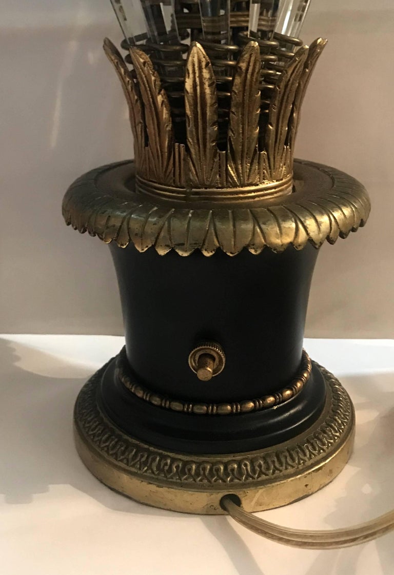 Wonderful Pair of French Empire Neoclassical Bronze Crystal Spike Lamps ...