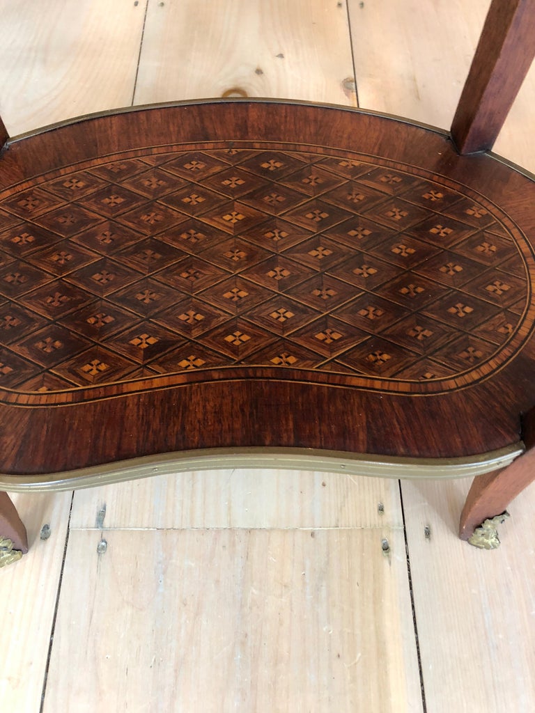 Wonderful Pair of Oval Inlay Mahogany and Marble Nightstands at 1stDibs