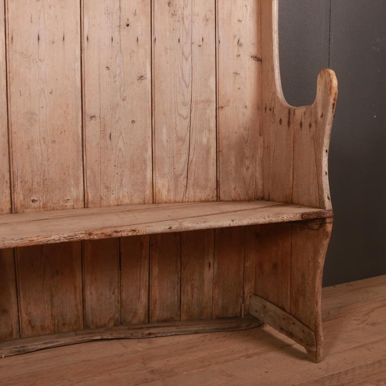 Wonderful Pine Bowed Tavern Settle / Bench at 1stDibs