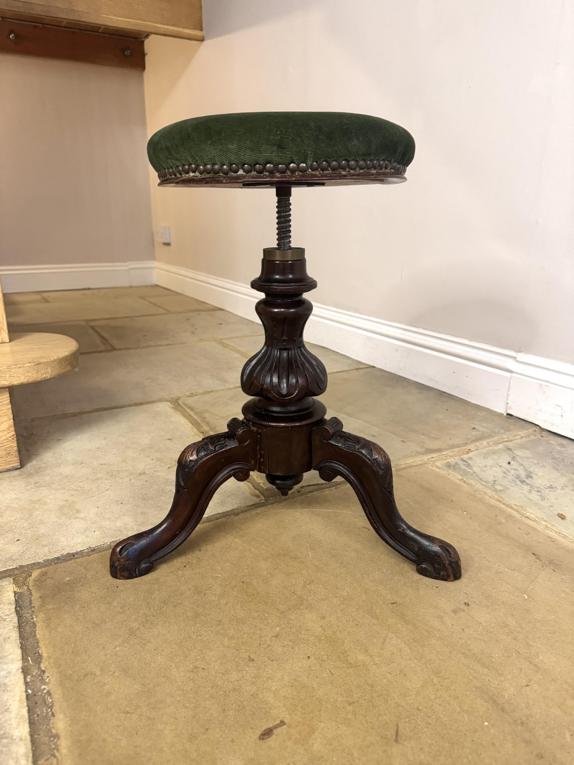 Wonderful quality antique Victorian carved walnut revolving stool For ...