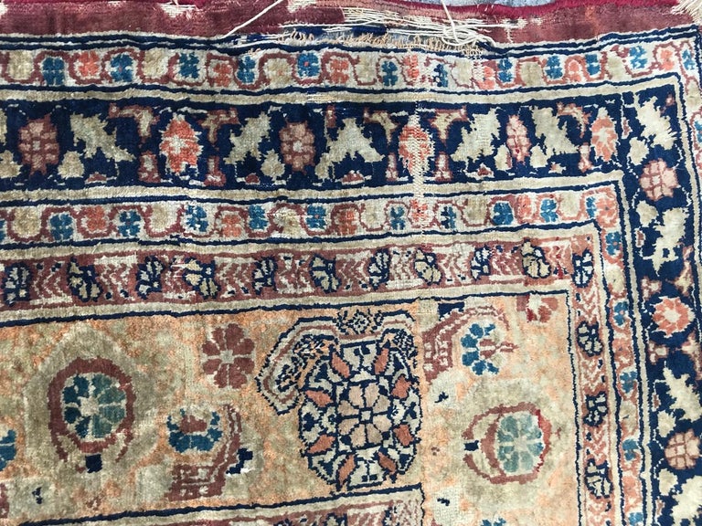 Wonderful Rare Antique Silk Tabriz Prayer Rug For Sale at 1stDibs