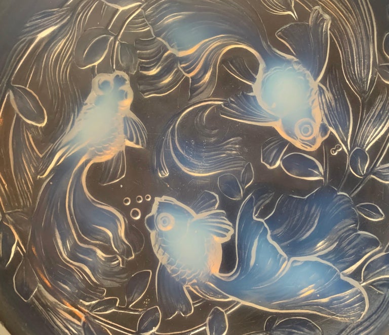 Wonderful Rare Verlys France Poissons Koi Fish Opalescent Centerpiece ...