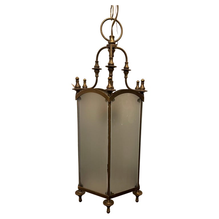 Wonderful Regency Bronze Brass Frosted Glass Hexagon Finial Lantern ...