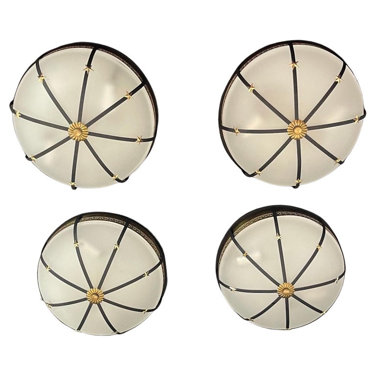 Wonderful Set 4 Vintage Regency Empire Bronze Star Ormolu Flush Mount ...