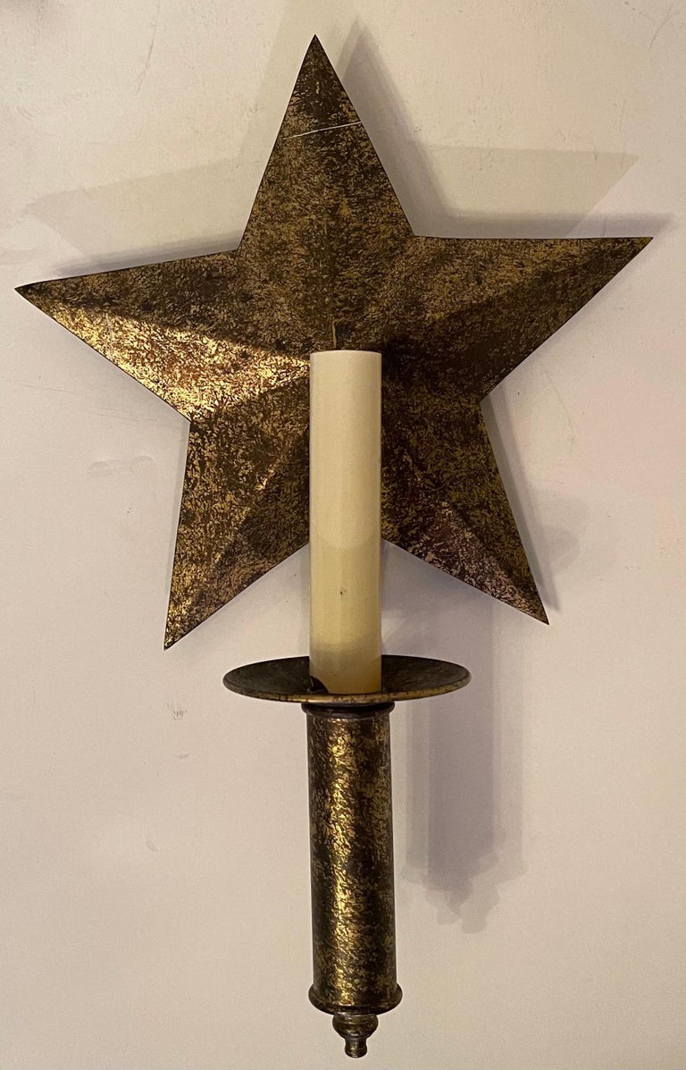 Wonderful Set of 5 Star Form Tole Gold Gilt Wall Rewired Sconces Sold ...