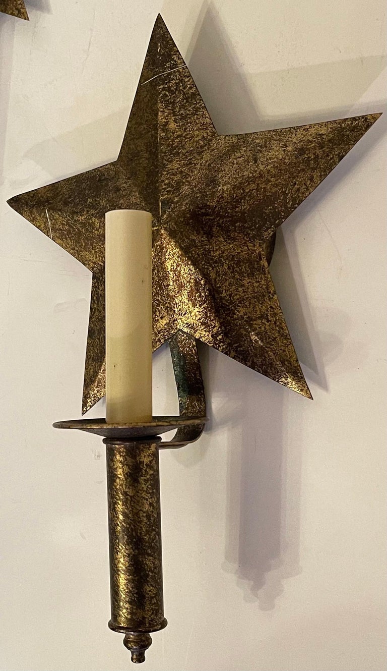 Wonderful Set of 5 Star Form Tole Gold Gilt Wall Rewired Sconces Sold ...