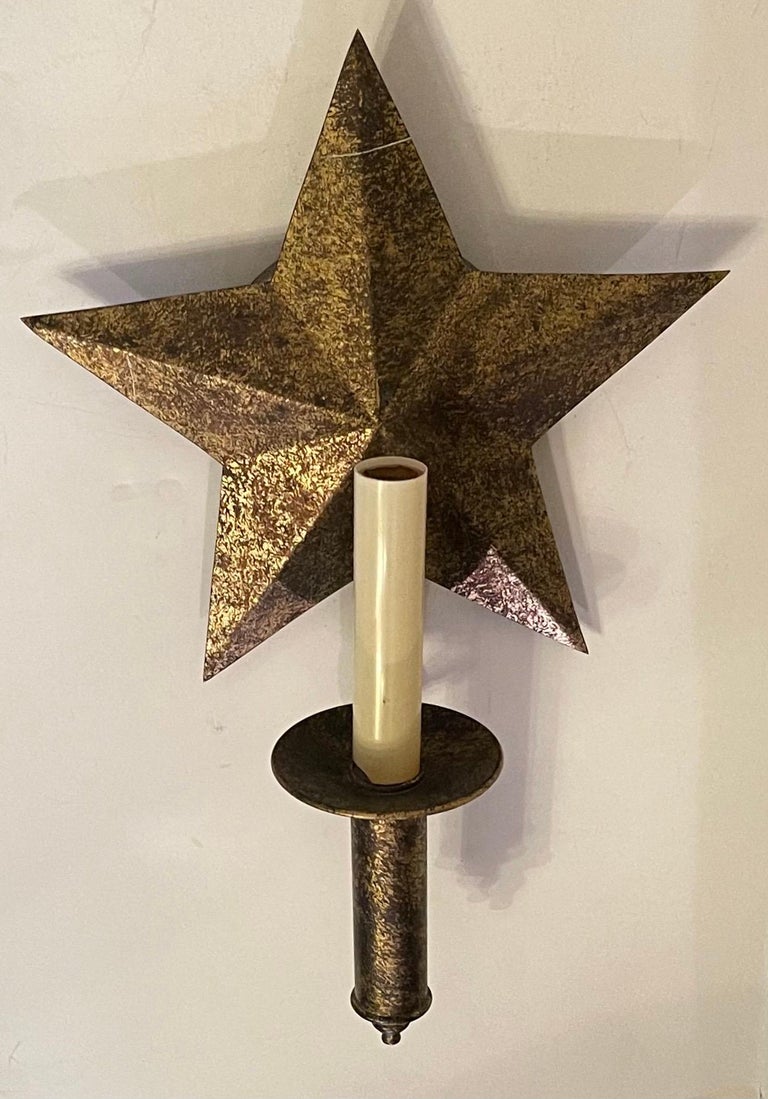 Wonderful Set of 5 Star Form Tole Gold Gilt Wall Rewired Sconces Sold ...