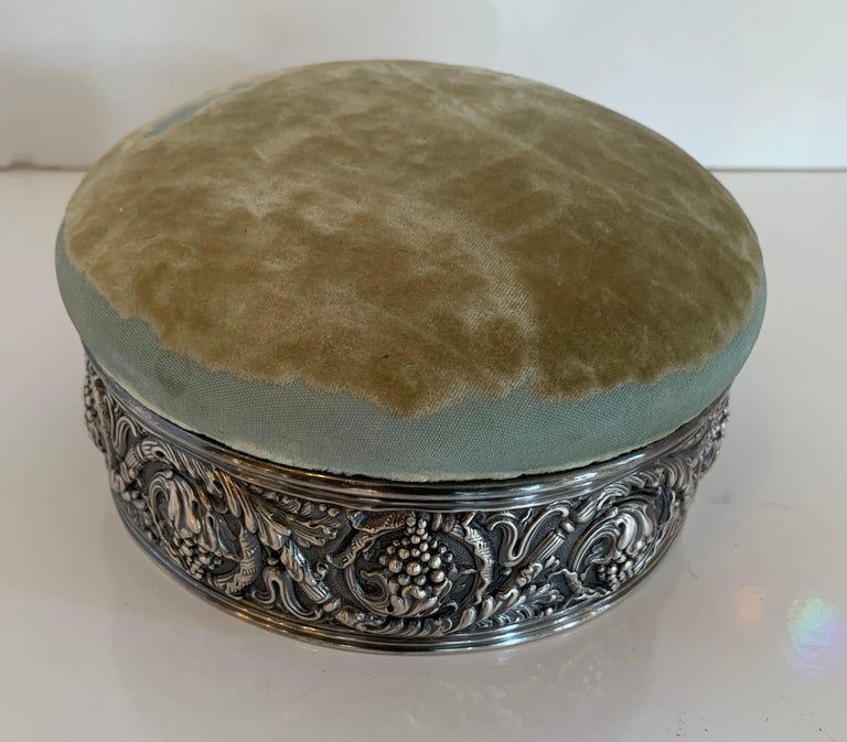 Wonderful Tiffany and Co. Silver Plated Pin Cushion Sewing Box at 1stDibs