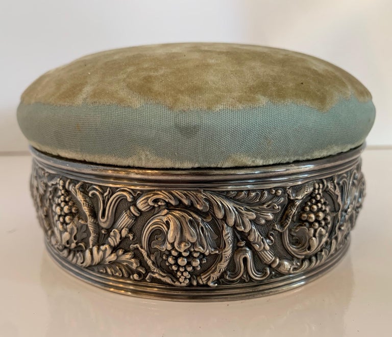Wonderful Tiffany and Co. Silver Plated Pin Cushion Sewing Box at 1stDibs