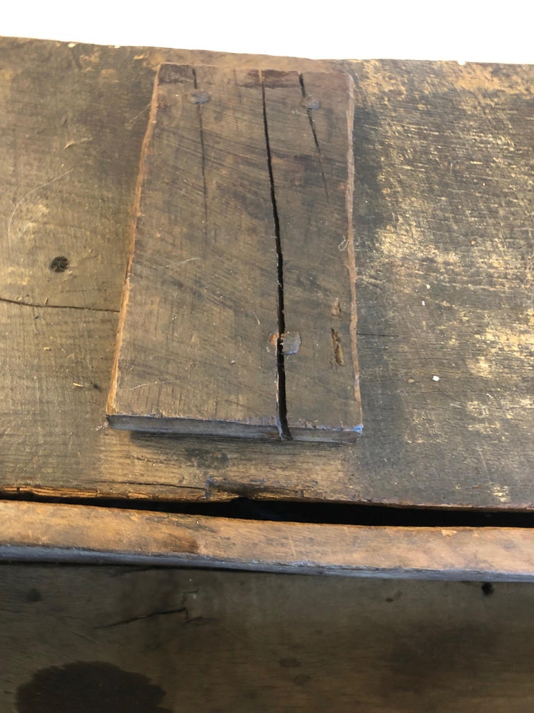 Wonderful Very Early Narrow Rustic British Wooden Coffer Trunk Coffee ...