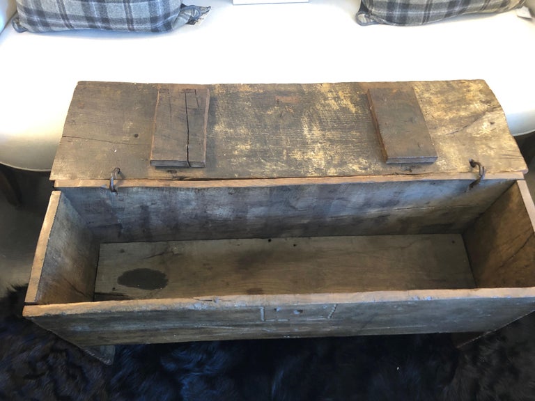 Wonderful Very Early Narrow Rustic British Wooden Coffer Trunk Coffee ...